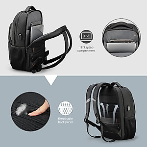 Swissdigital Pixel Travel Laptop Backpack-Laptops Backpack with USB Charging Port Smart Bag with RFID for Men & Women School Computer Bags Fits 15.6" Laptop and Notebook, Black SD-857