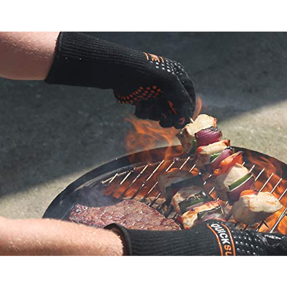 QUICKSURVIVE - Extreme Heat Resistant Glove up to 932F for BBQ, Grilling, Baking Fire Pit and Fire Place Fire Safety Glove ( 2 Gloves Total)