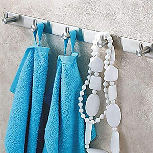 mxtechnic Wall Mounted Coat Hook Rail Self Adhesive Stainless Steel Hanging Hooks Rack Hallway Kitchen Storage Organizer