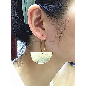 Figaro Design Fashion Exaggerated 18K Gold Geometric Multi-layer Half Circle Dangle Drop Earring for Women