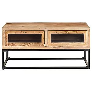 QJBSAVVA Coffee Table 35.4"x23.6"x15.7" Solid Acacia Wood,Entrance Table Tray Tables Center Table Low Table Suitable for Meeting Rooms, Reception Rooms, Offices