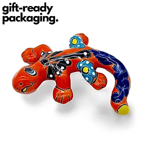 Colorful Ceramic Lizard - Talavera Pottery Mexican Garden Home Decor Creatures Salamander Dragonfly Animals Reptiles Hand-Painted Gecko Wall Art - Made in Mexico - Lagartija