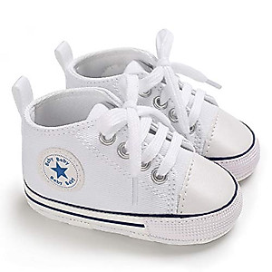 KIDSUN Tutoo Unisex Baby Boys Girls High Top Sneaker Soft Anti-Slip Sole Newborn Infant First Walkers Canvas Denim Shoes