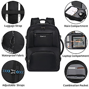 ZOMFELT Carry On Backpack, 45L Travel Backpacks for Men with 3 Packing Cubes, 17.3 Inch Laptop Backpack Flight Approved Carry On Bag for Travel, Water Resistant Expandable Business Weekender Bag