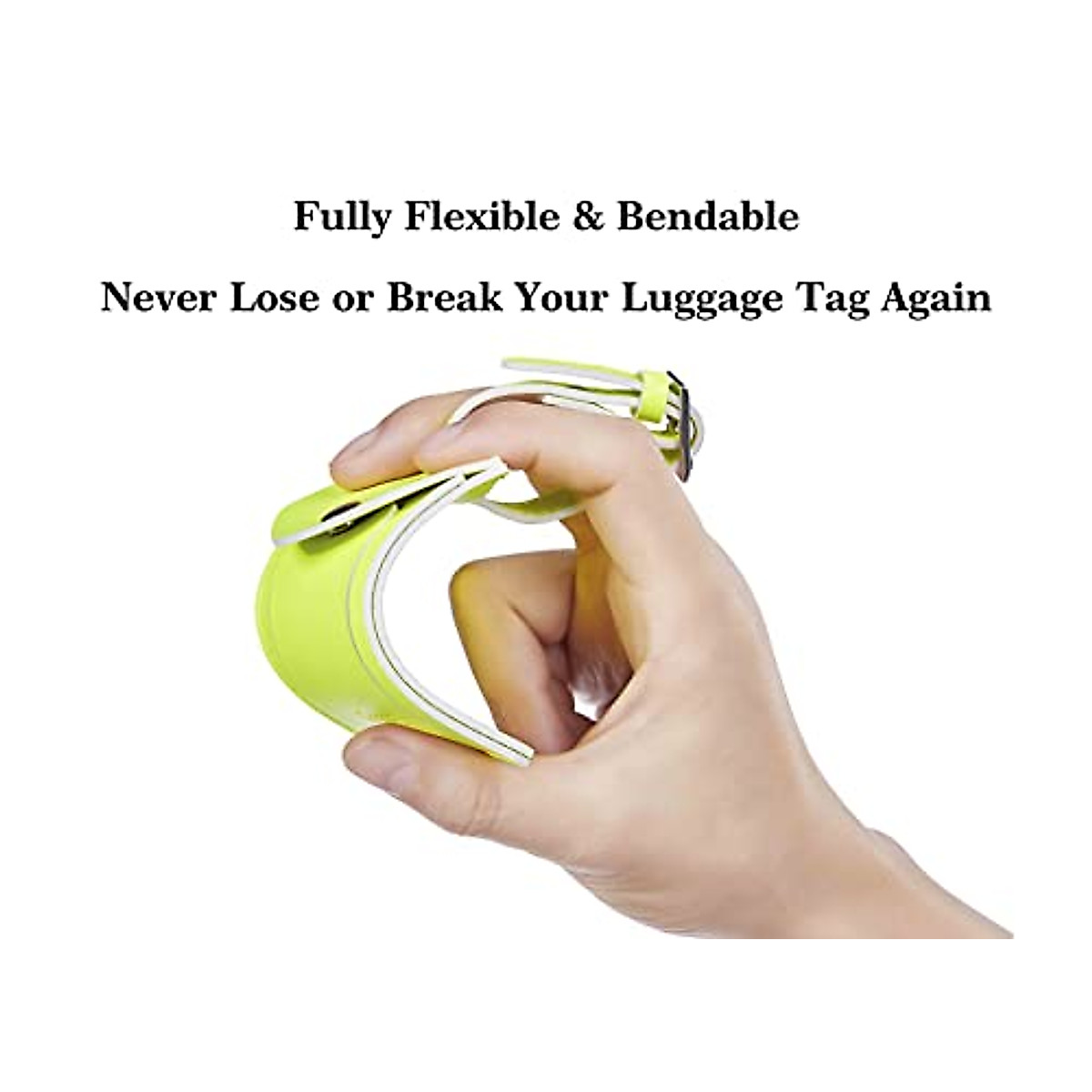 Sodsay Leather 2 Luggage Tag Baggage Bag Travel Tags with Privacy Flap (Neon Yellow)