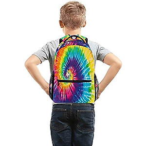 Wamika Red Tartan Plaid School Backpack Waterproof Shoulder Bookbag, Color2, Tie Dye, 11.5X8X16 IN