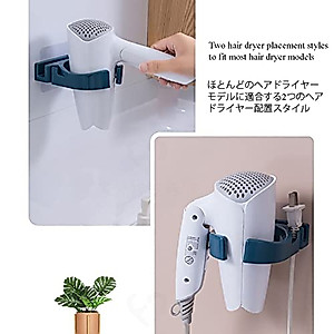 CARURLIFF Blower Holder Wall Mounted Hair Dryer Rack with Phone Comb Holder for Bathroom Wall Organizer (Pink)