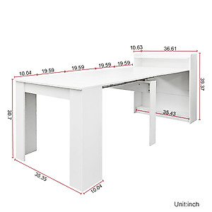 Expandable Dining Table for 8-12 Person, Extendable Dining Room Table with Sideboard Storage MDF Wooden Extendable Table as Kitchen Table Console Table Office Table Extendable from 20" to 98.43"