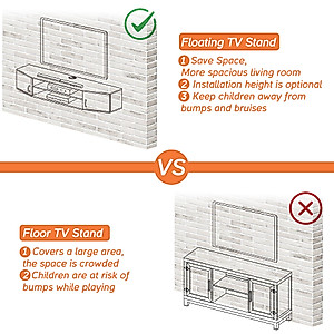 FITUEYES Floating TV Stand Wall Mounted TV Shelf with Door Wood Media Console Entertainment Center Under TV Floating Cabinet Desk Storage Hutch for Home and Office Black