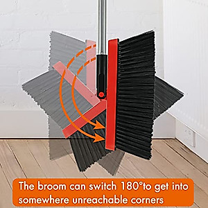 PHYEX 2-Pack Dustpan and Broom Set for Home Cleanup, Dustpan with Adjustable Handle, Broom with Dustpan Combo Set