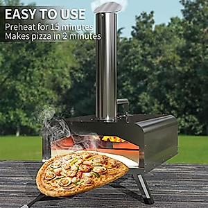 Outdoor Pizza Oven, Wood Fired Pizza Oven for Outside, Gift Package & Recipe & 12" Pizza Stone Included, Silver