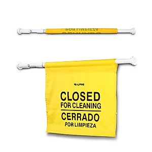 Alpine Restroom Closed for Cleaning Sign, Commercial Door Barricade Sign, English & Spanish Bathroom Sign, Yellow Safety Hanging Sign for Cleaning In Progress Restroom