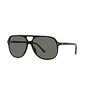 Ray-Ban RB2198 Bill Square Sunglasses, Black/Polarized Green, 60 mm