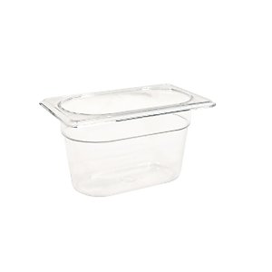 Rubbermaid Commercial Products Cold Food Insert Pan for Restaurants/Kitchens/Cafeterias, 1/9 Size, 4 Inches Deep, Clear (FG101P00CLR)