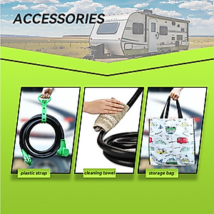 RVMATE 50 Amp 15 Feet RV/EV Extension Cord, Easy Plug in Handle, 14-50P to 14-50R with LED Indicator, ETL Listed, Come w/Storage Bag and Plastic Strap