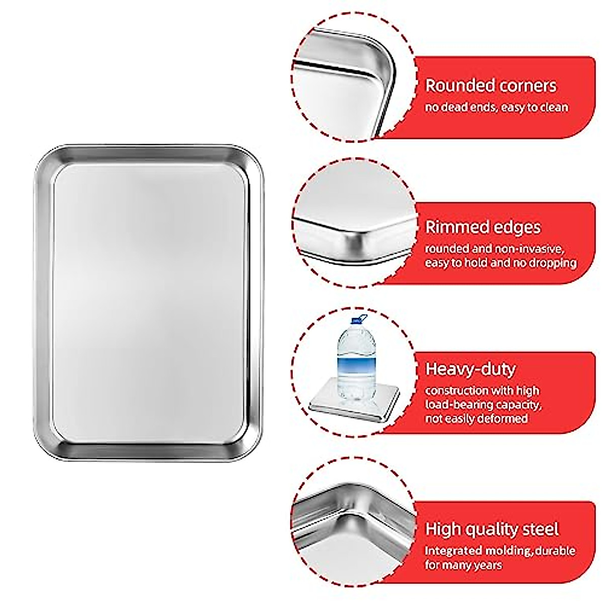 Baking Sheet, Zacfton Stainless Steel Cookie Sheet Baking Pan Tray for Toaster Oven Size 9 x 7 x 1 Inch, Non Toxic & Healthy,Superior Mirror Finish & Easy Clean, Dishwasher Safe