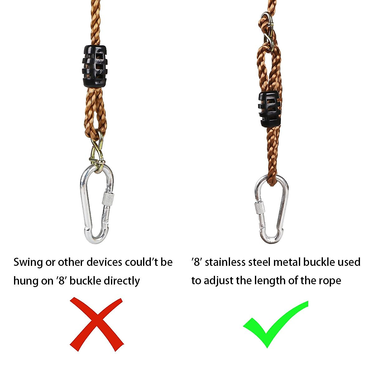 Ymeibe Porch Bench Swing Nylon Ropes Indoor Outdoor 8 ft Extra Long Adjustable Hammock Swinging Chair Straps Hanging Kit for Adjustment or Extension - Holds to 700lbs Set of 2