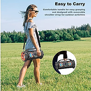 Bluetooth Speakers, Wireless Speakers with Bluetooth 5.0, 70W Loud Stereo Sound, Colorful Lights, Double Subwoofer, FM Radio, Microphone, Remote, USB playback. Portable Boombox for Party, Outdoor