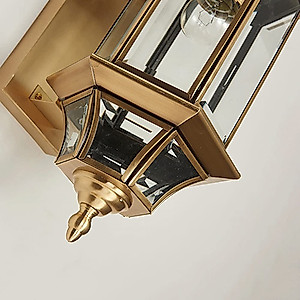 Ksovv Luxury Full Copper Wall Light Sconce Fashion Exterior Waterproof Glass Wall Lantern E27 1-Light Corridor Courtyard Garden Wall Lamp Indoor/Outdoor Home Art Lighting Fixtures