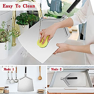 DIMBRAH Pizza Peel 16 inch,Pizza Paddle Stainless Steel-Pizza Spatula Paddle Super Peel for Pizza Accessories,Metal Pizza Peel with Folding Handle