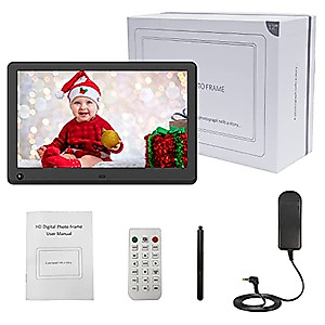 Digital Picture Frame 12 Inch with FHD 1920x1080, Support 1080P Video/Music/Slide Show/Motion Sensor/Continue Playback/Adjustable Brightness/Auto Rotate/Calendar, Black