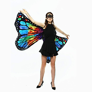 Shireake Baby Halloween/Party Costumes,Double-Sided Printing Fabric Butterfly Wings for Women,Butterfly Fairy Ladies Costume (147 x70 CM, Mutlicolor)