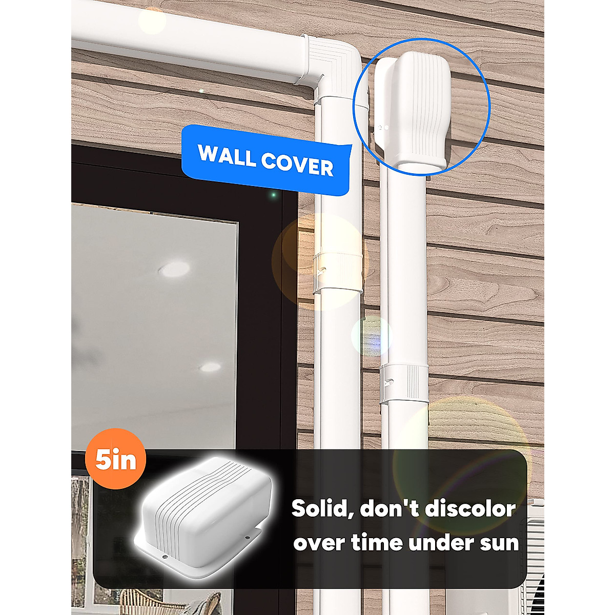 Toutgood 5'' Entry Wall Cover Line Set Cover Kit Accessories for Ductless Air Conditioners and Heat Pumps, PP Decorative Upgraded UV-Proof Strong& Durability