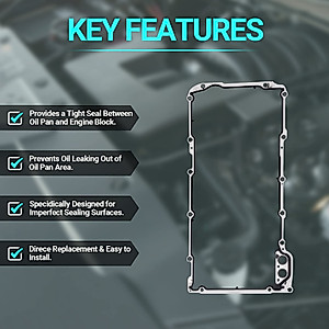 Oil Pan Gasket Set - Compatible with 4.8L 5.3L 6.0L 6.2L Chevy Silverado, Suburban, Tahoe, Trailblazer, GMC Sierra, Yukon, Cadillac Escalade - Replace 12612350 OS30693R
