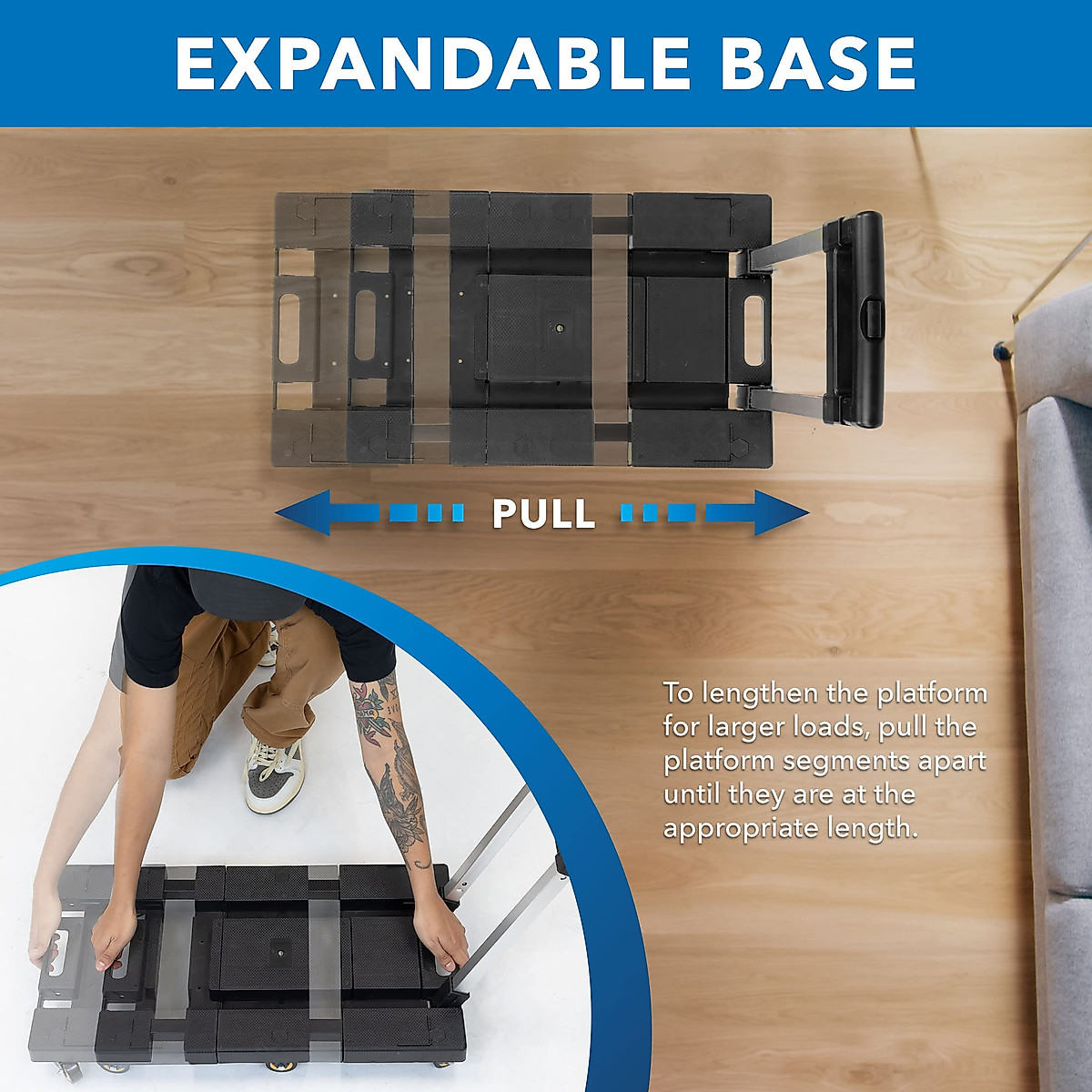 Mount-It! Folding Hand Truck Dolly Cart | Lightweight Foldable Cart with Wheels Heavy Duty with Elastic Cord for Luggage, Travel Moving, Office and Light Industrial Use