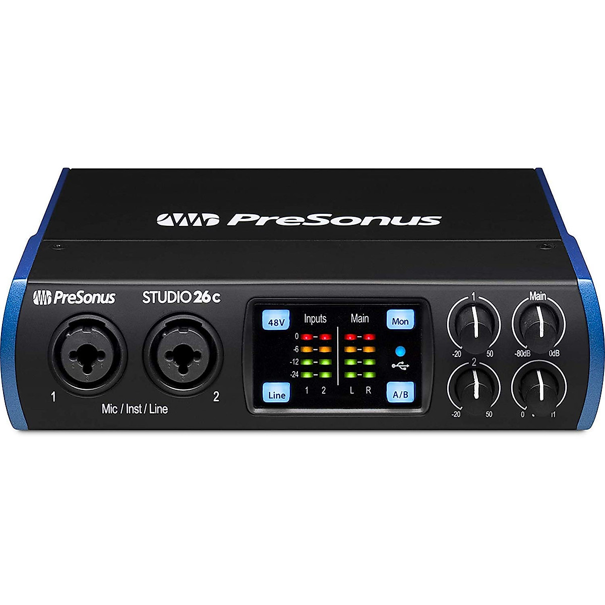 PreSonus Studio 26c 2x4 USB Type-C Audio/MIDI Interface and Studio One Artist Software kit with Condenser Microphone Shockmount, and XLR Cable