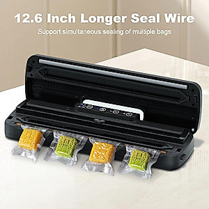 Suntree Vacuum Sealer Machine for Food, Compact Food Sealer Vacuum Sealer Dry/Moist/Gentle Modes with Build-in Cutter, Food Vacuum Sealer with 15pcs Vacuum Bags, External VAC for Jars and Containers