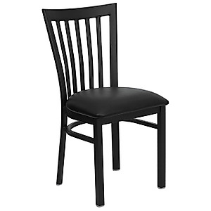 Flash Furniture 4 Pack HERCULES Series Black School House Back Metal Restaurant Chair - Black Vinyl Seat