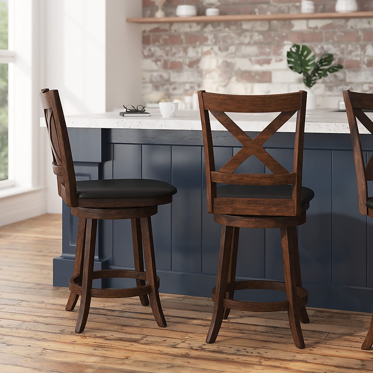 Taylor & Logan Francis Classic Wooden Swivel Counter Stool in Antique Oak