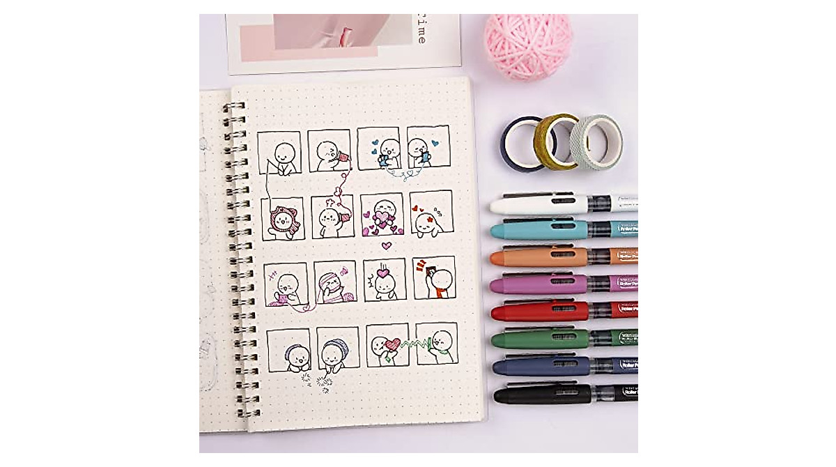 Writech Liquid Ink Rollerball Pens - 8 Assorted Colors for Precise Writing