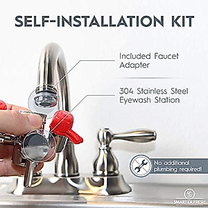 SmarterFresh Faucet Mounted Eyewash Station – Reliable First AID Emergency Eye Wash Unit for Sink Attachment – High Quality Sink Mount Eye Flush Shower for Eyes and Skin