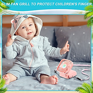 Hortsun 3Pack Necklace Fan Portable Neck Hanging Fan Mini Fan Handheld Fan for Cooling Small Personal Hands Free Fan USB Rechargeable Battery 3 Speed Air Circulatory Fan (Blue, Pink, White)