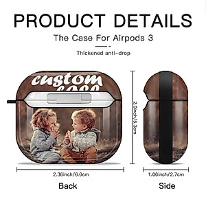 Custom Airpods 3rd Generation Case Personalized Gift with Your Name & Photo Custom DIY Shock Absorption AirPodCase Cover with Keychain Black