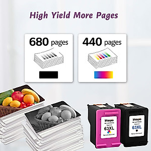 Inktopia Remanufactured Ink Cartridge Replacement for HP 63XL 63 XL Black and Color use with HP Officejet 5255 5258 3830 3833 4650 Envy 4520 4516 DeskJet 1112 2132 3633 3634 Printer