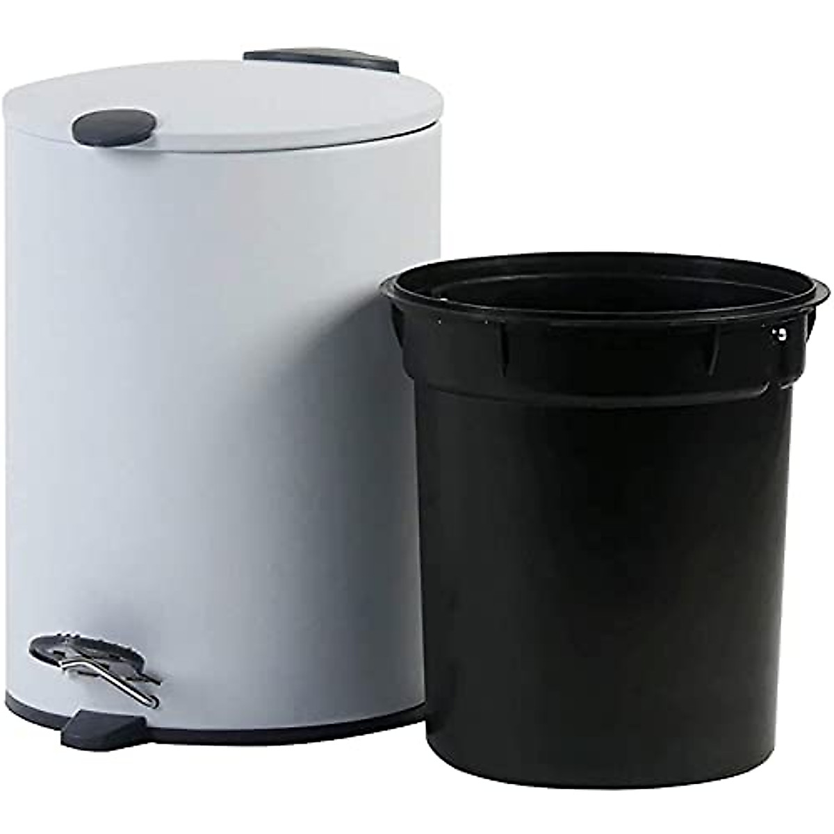Kela Bathroom Trash Can with Soft Close, Step-On Lid, White, 1.3 Gallons, 10 inches Tall, Small Waste Basket