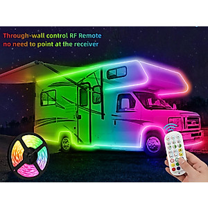 ROLiGHTiC 25FT RV Awning Lights Strip, 12V Multi-Color RV Underglow Led Lights, Camper Underbody Accent Lighting with APP RF Control for Motorhome Travel Trailer Concession Stands Food Trucks
