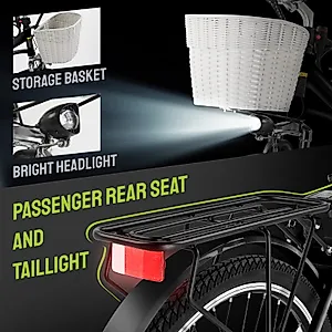 PEXMOR Electric Bike for Adults, 350W (Peak 500W) City Commuter Ebike w/36V 12.5AH Removable Battery, 26" Cruiser Electric Bicycle 6-Speed | Dual Shock Absorber, Complies to UL2849