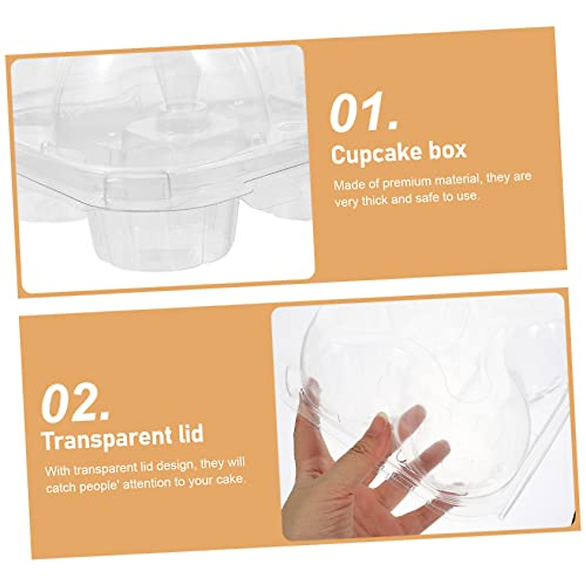 NOLITOY 30 Pcs Four Piece Cake Box Cupcake Carrier Muffin Gifts Carriers Cupcake Transport Container Plastic Food Containers Egg Tart Container The Pet Clamshell Household Dessert