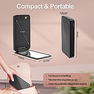 Compact & Portable UV Mirror, Travel Makeup Mirror with UV Camera for Testing Sunscreen, 4 Inch Rechargeable Vanity Mirror Handheld Double-Sided Pocket Mirror for Skin Protection