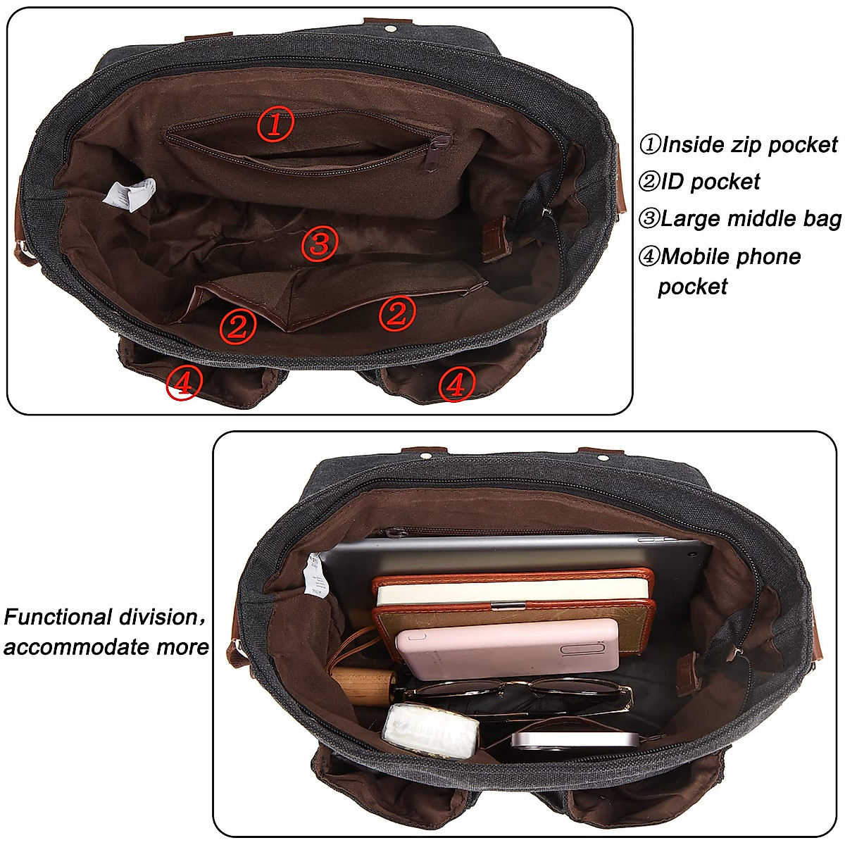 Rexmore Messenger Bag for Men, Canvas Satchel Shoulder Bag Vintage Crossbody 13.3Inch Laptop Bag