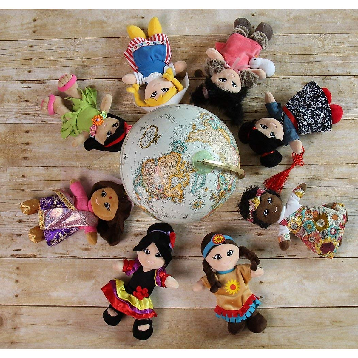 Snuggle Stuffs Soft Plush Around The World 8" Dolls, 8 Pack