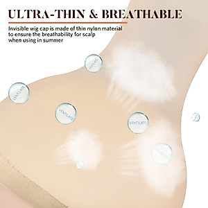 MORGLES 20 Pcs Wig Cap Beige, Stretchy Nylon Wig Caps for Women