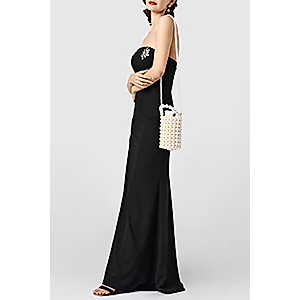 BABEYOND Women Pearl Clutch Purse - Bucket Beaded Bridal Evening Bag Formal Shoulder Bag with Inner Bag for Party Wedding