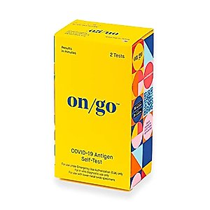 On/Go COVID-19 Antigen Self-Test Kit with Test-to-Treat App, 1 Pack, 2 Tests Total, 10-Minute Results, FDA EUA Authorized, Easy to Use at Home, Fast and Accurate