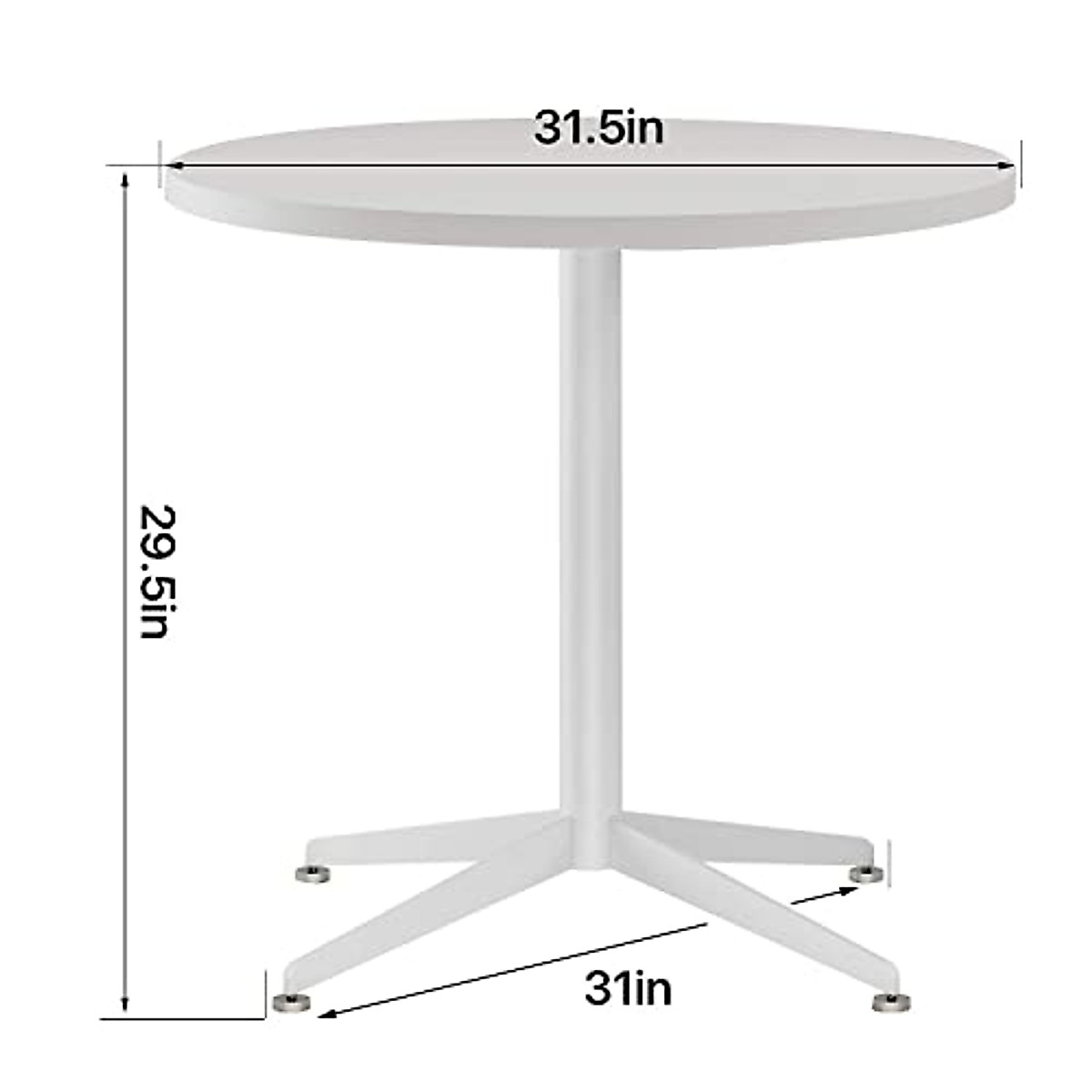 SENGLIDA White Dining Table Round Small Office Table Conference Table Coffee Meeting Table for Office Boardroom Kitchen Living Room Waterproof Desktop Easy Assembly 31.5 inch