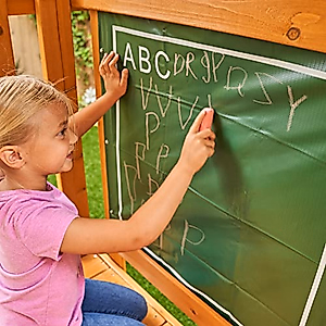 KidKraft Appleton Wooden Swing Set/Playset with Swings, Slide, Rock Wall, Chalkwall, Clubhouse and Sandbox, Ages 3-10, Amazon Exclusive Multicolor